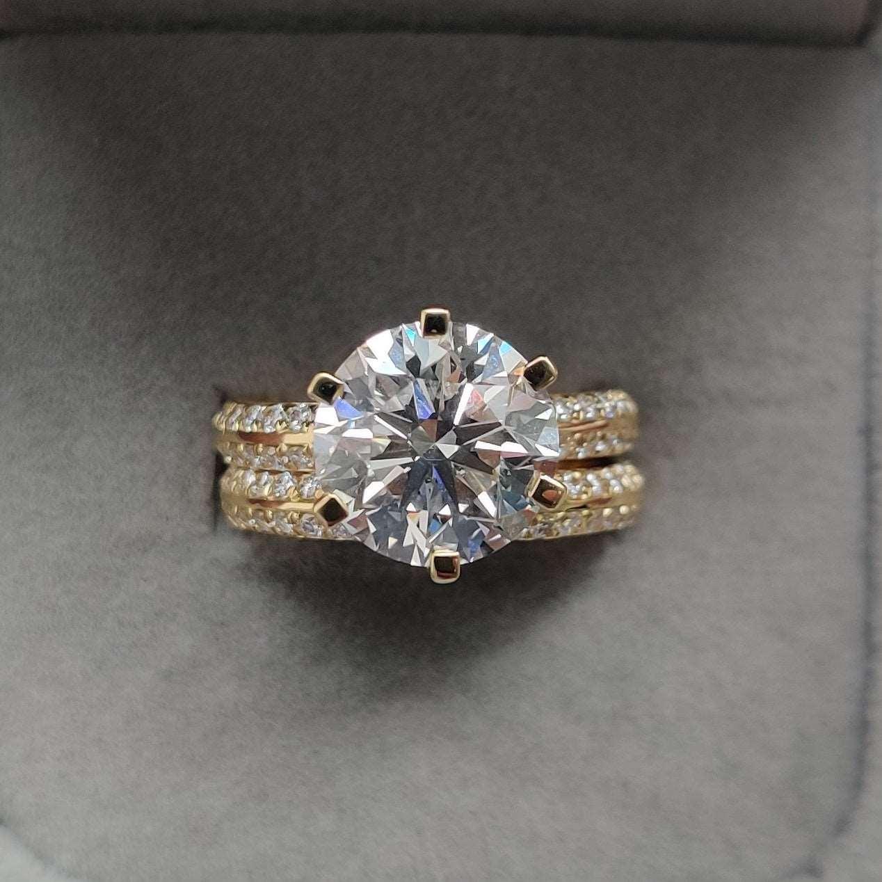 6.00Ct Round Diamond Bridal Set Engagement Ring in Platinum / 18k Gold ...